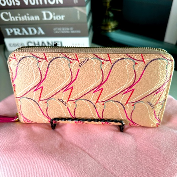 Fendi | Bags | Fendi Euc Vitello Elite Tweet Pink Zip Around Wallet ...
